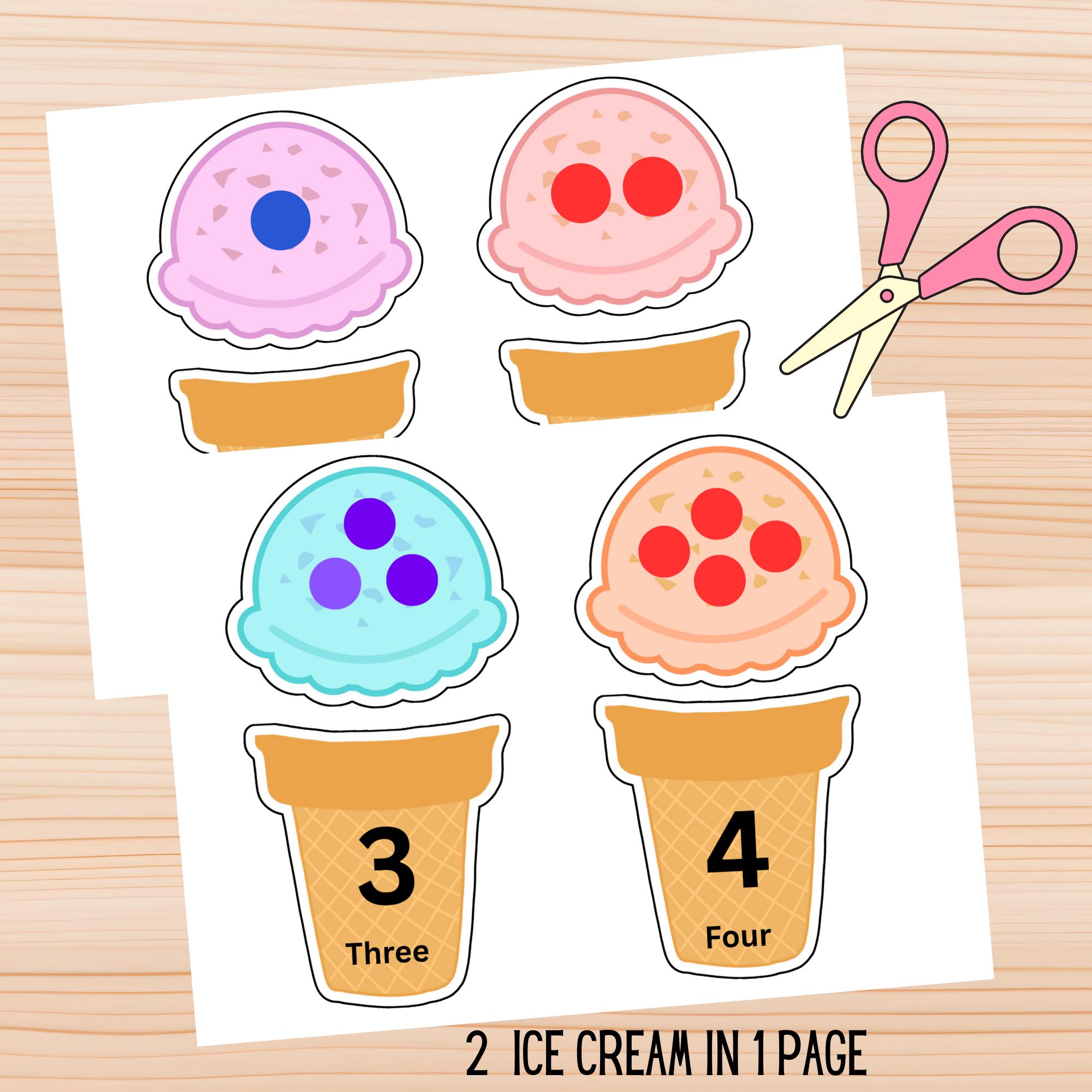 Ice Cream Number Matching Activity, Preschool Learning (digital ...