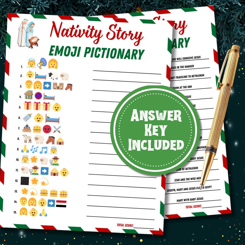 Nativity Emoji Pictionary Game, Christmas Bible Activity (printable) - Etsy