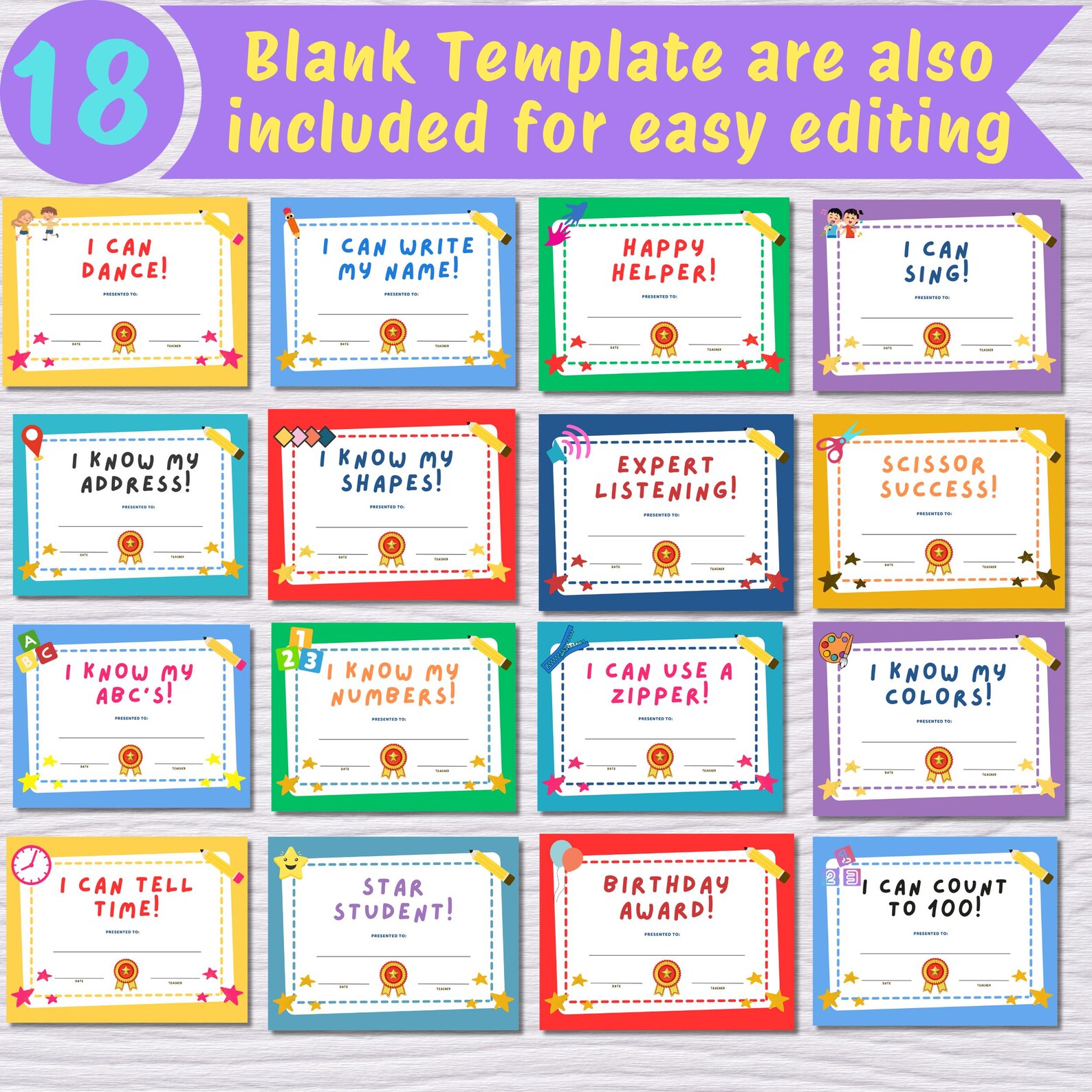 Classroom Award Certificates |edit and Print | Preschool Awards ...