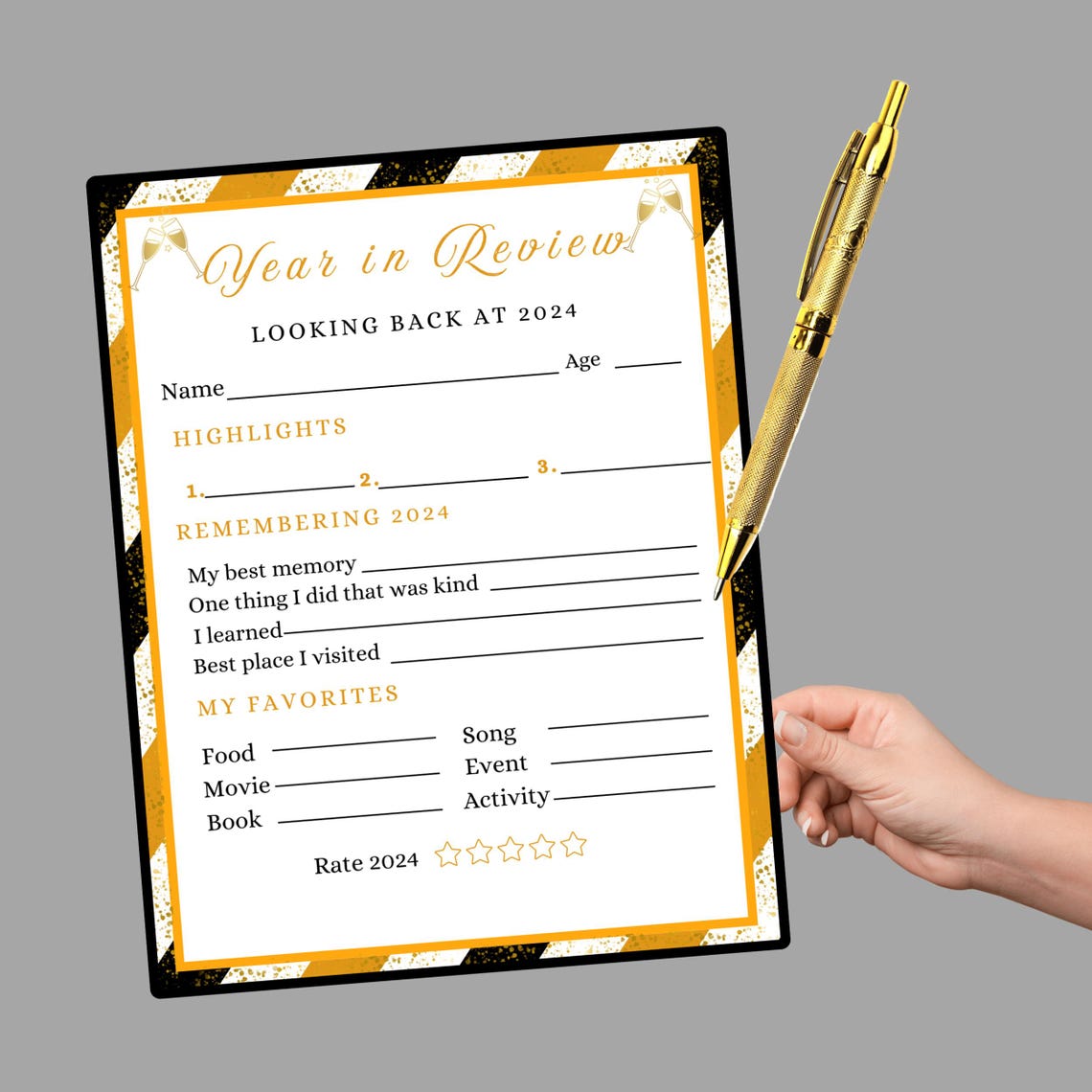 New Year's Printables 2024 Year in Review 2025 Resolutions New Year's ...