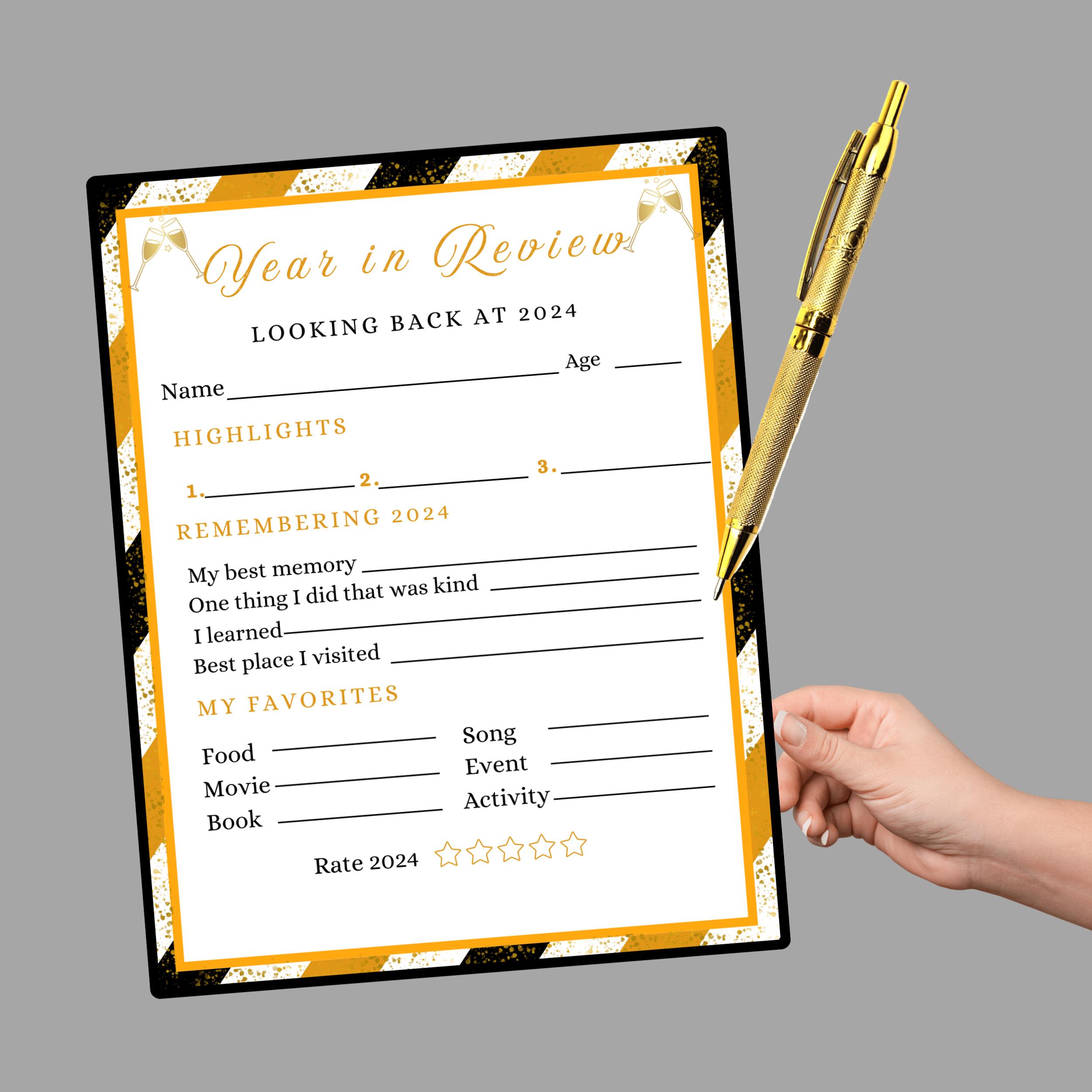 New Year's Printables 2024 Year in Review 2025 Resolutions New Year's ...