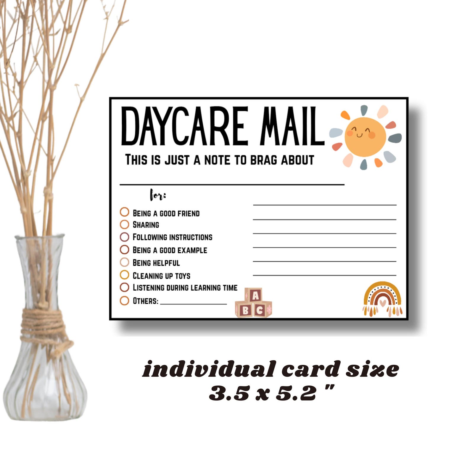 Daycare Mail - Daycare Notes, Note From Daycare Teacher, Homeschool ...