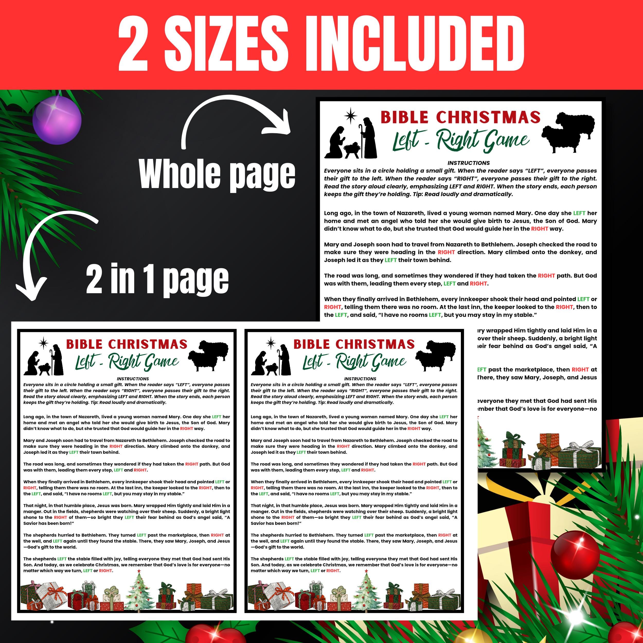 Bible Christmas Left Right Game | Nativity Story Prayer Printable for ...