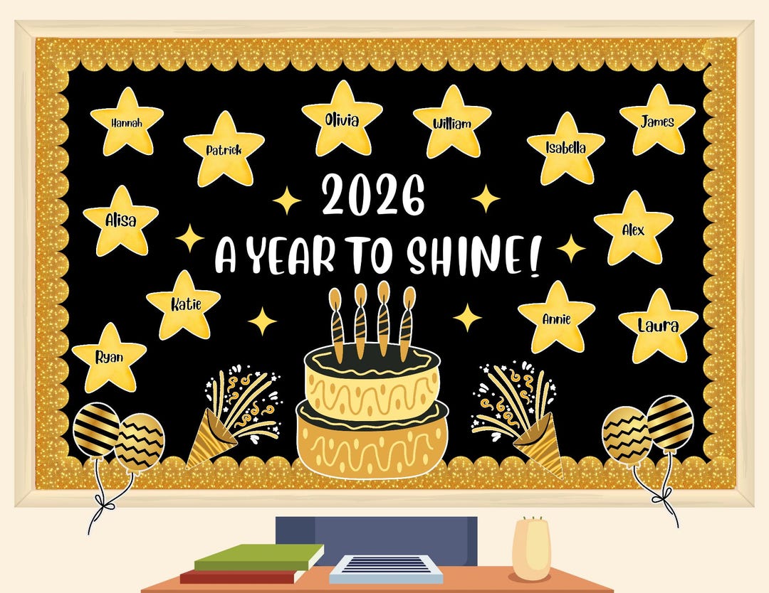 New Year Bulletin Board Kit Year to Shine Star Classroom Decorations ...