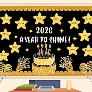 New Year Bulletin Board Kit Year to Shine Star Classroom Decorations ...
