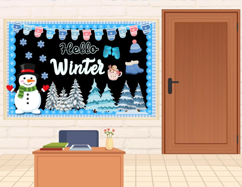 Winter Classroom Bulletin Board Kit | Hello Winter Bulletin Board ...