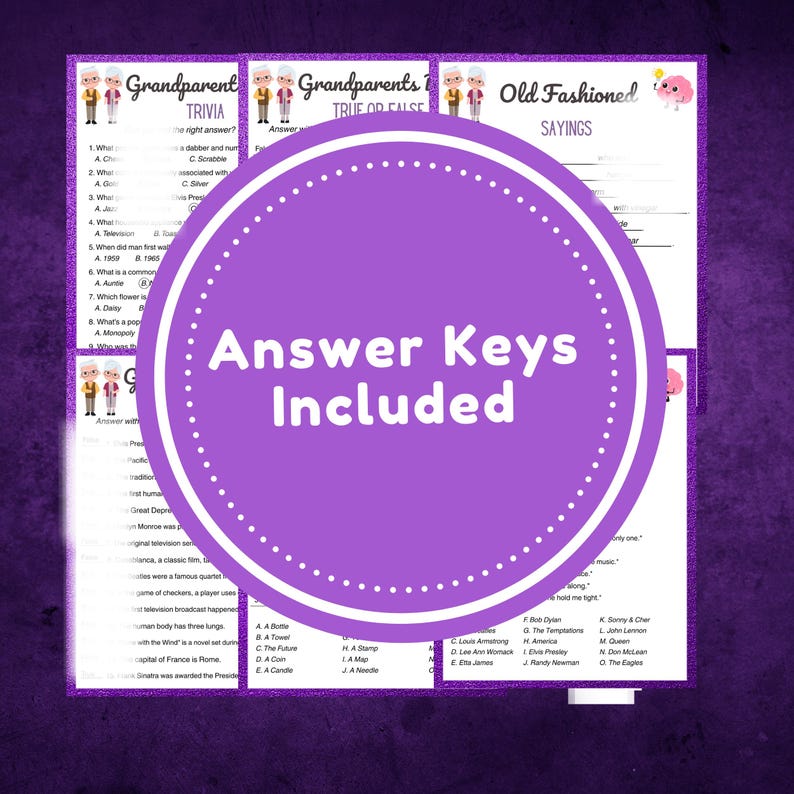 Grandparents Day Game Bundle, Printable Games for Seniors (digital ...