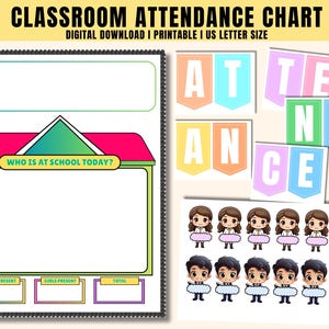 Attendance Chart | School Theme, K-6 Classroom (editable in Powerpoint ...
