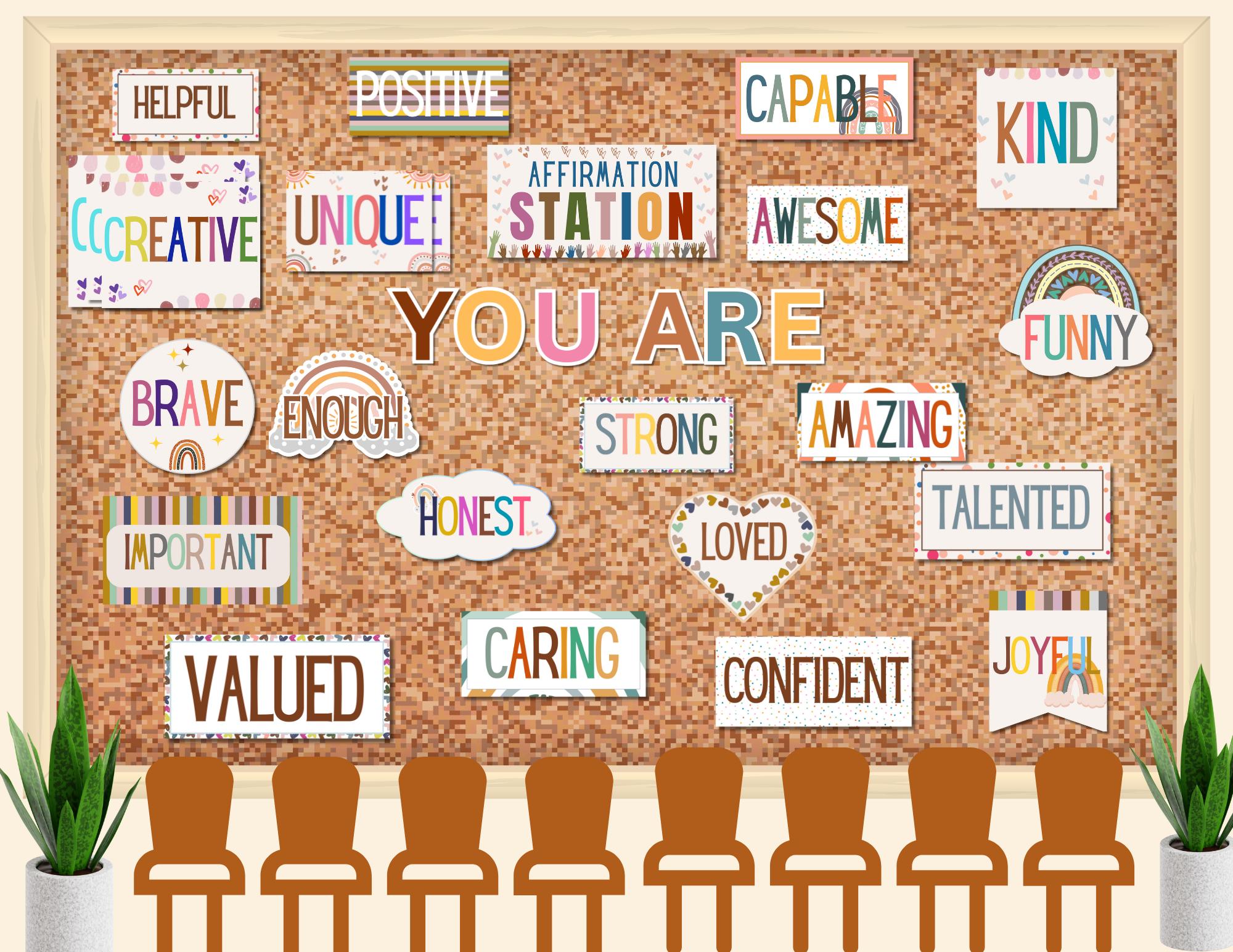 Boho Affirmation Station, Classroom Bulletin Board (PDF) - Etsy