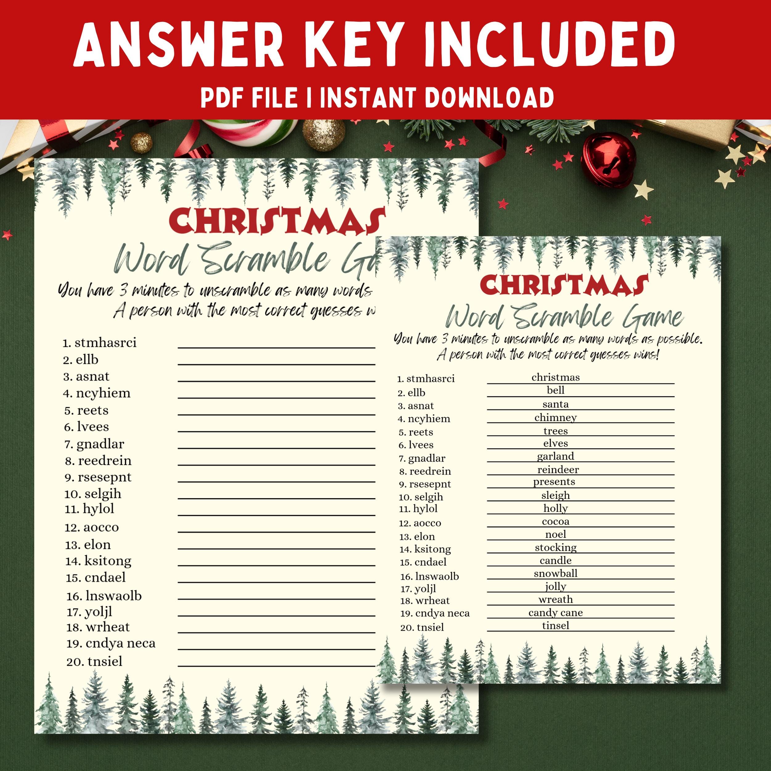 Christmas Word Scramble Game | Office Christmas Party Game | Christmas ...