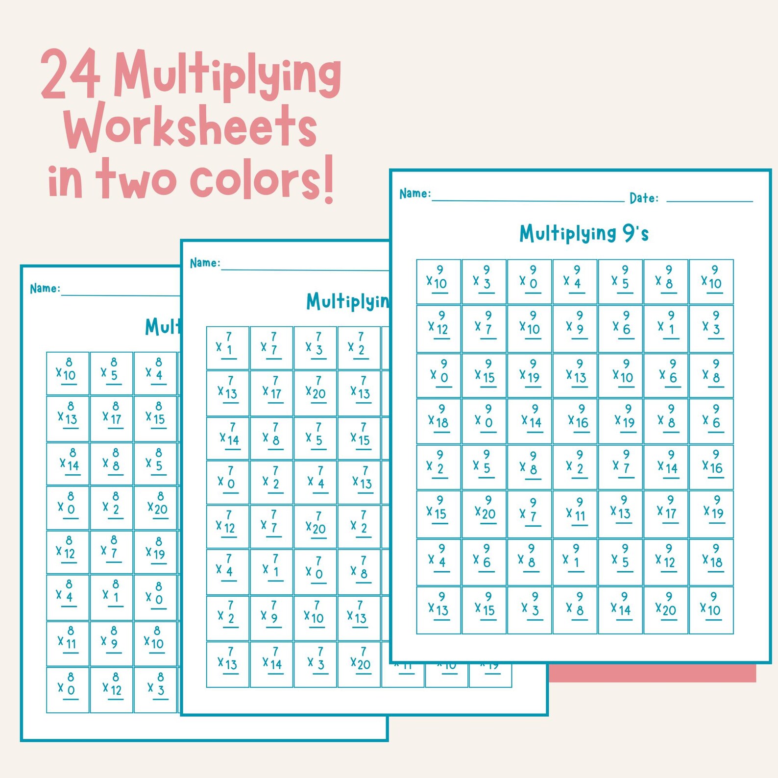 24 Printable Multiplying Practice Worksheets. Numbers 1-12. 1st-4th ...
