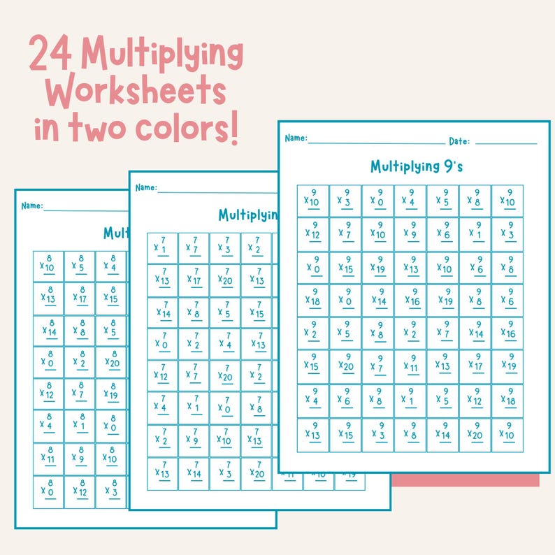 24 Printable Multiplying Practice Worksheets. Numbers 1-12. 1st-4th ...