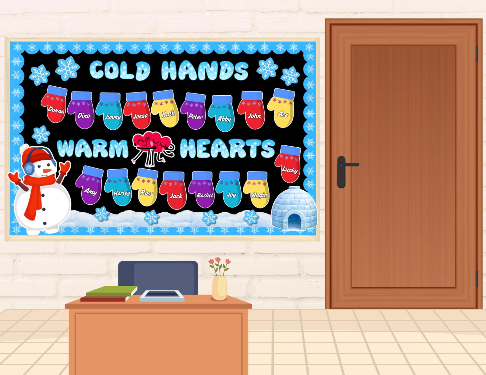 Winter Classroom Bulletin Board Kit | Snowflakes & Mittens (printable ...
