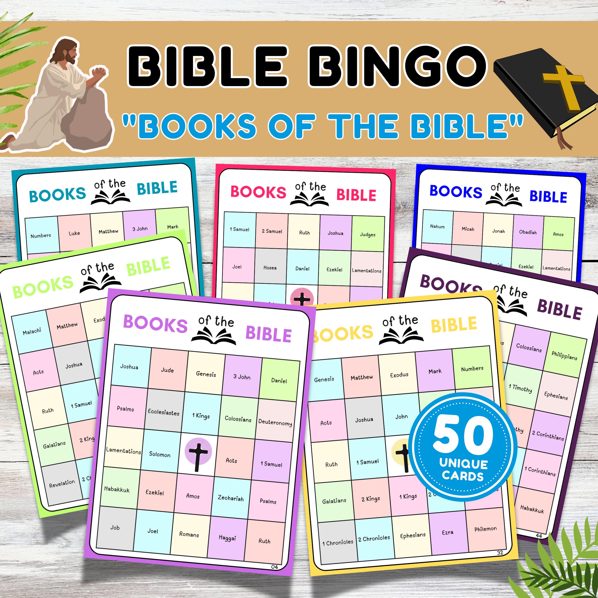 Books of the Bible Bingo Cards, Church Group Bingo Game, Christian ...