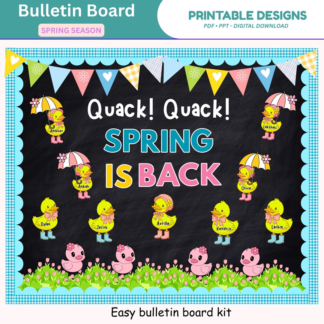 Spring Bulletin Board Kit Ducks Editable Classroom Decor for March ...