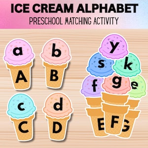 Ice Cream Alphabet Matching Game, Preschool Printable (digital Download ...