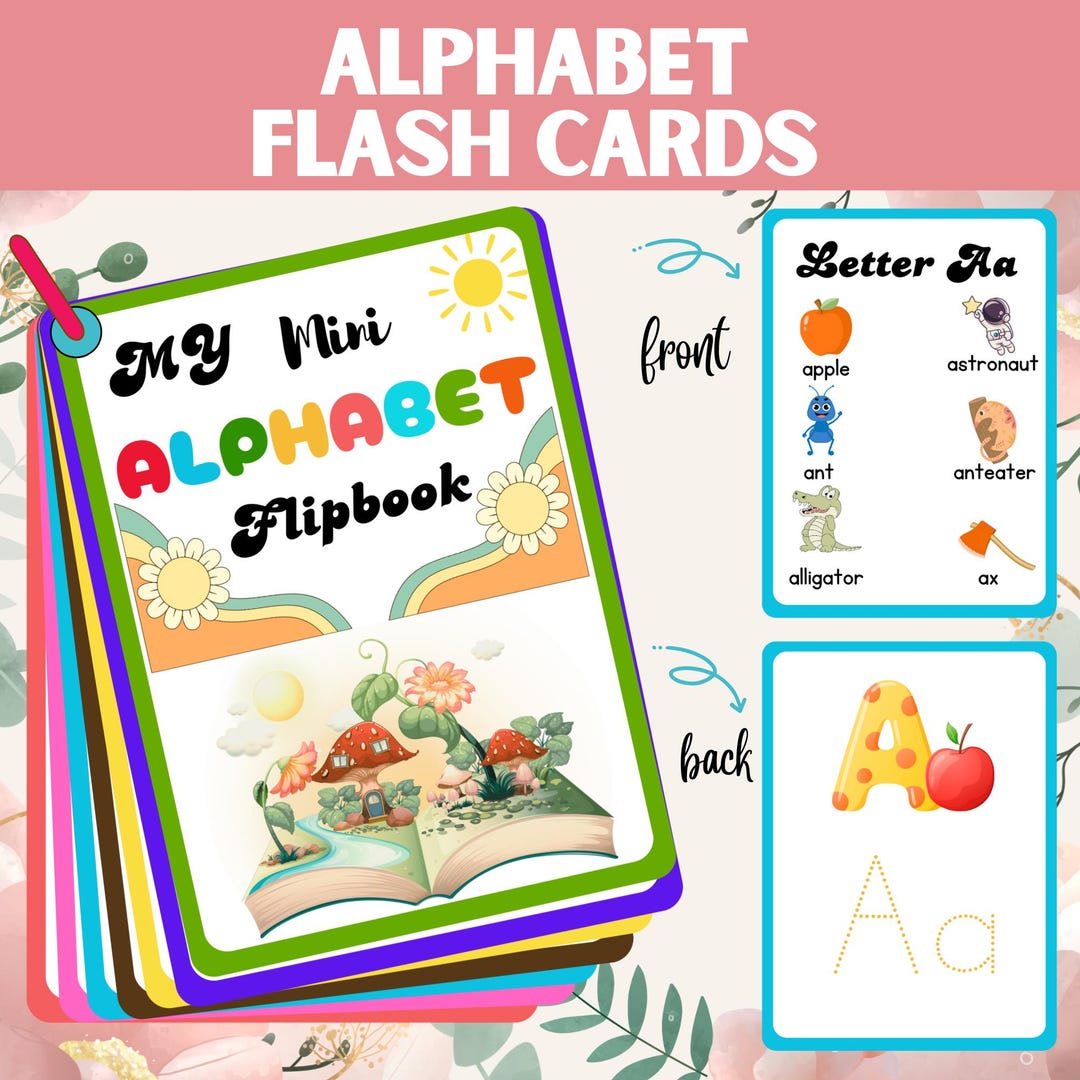 Alphabet Flash Cards, 26 ABC Flash Cards A-Z Cards Sounds Learn Abcs ...