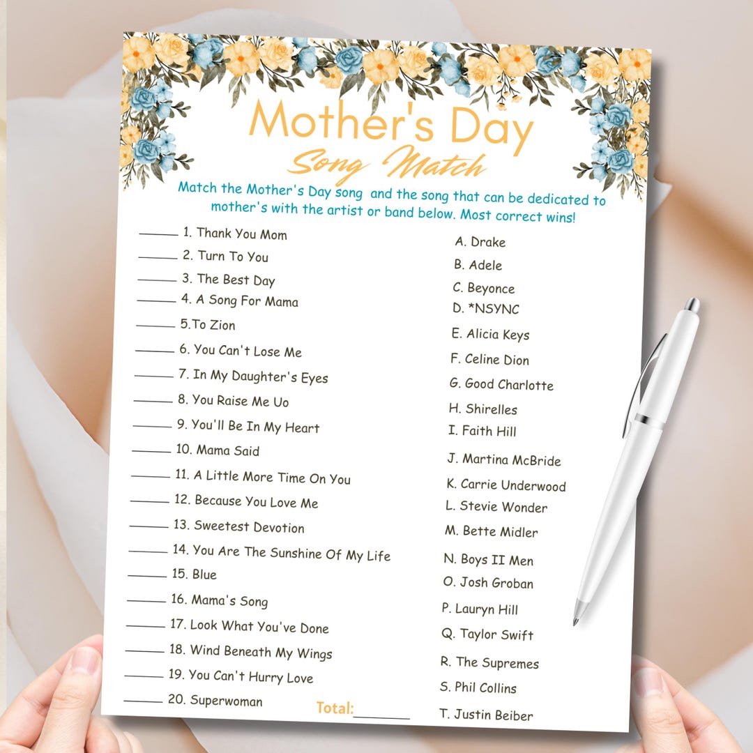 Mothers Day Activity, Mothers Day Song Match, Mothers Day Music Trivia ...