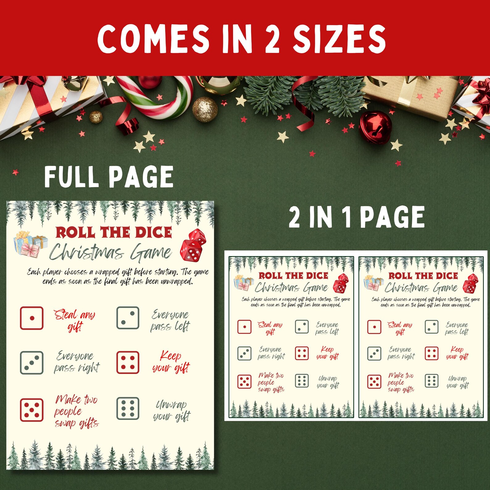 Christmas Roll the Dice Game | Holiday Party Printable (PDF) - Etsy