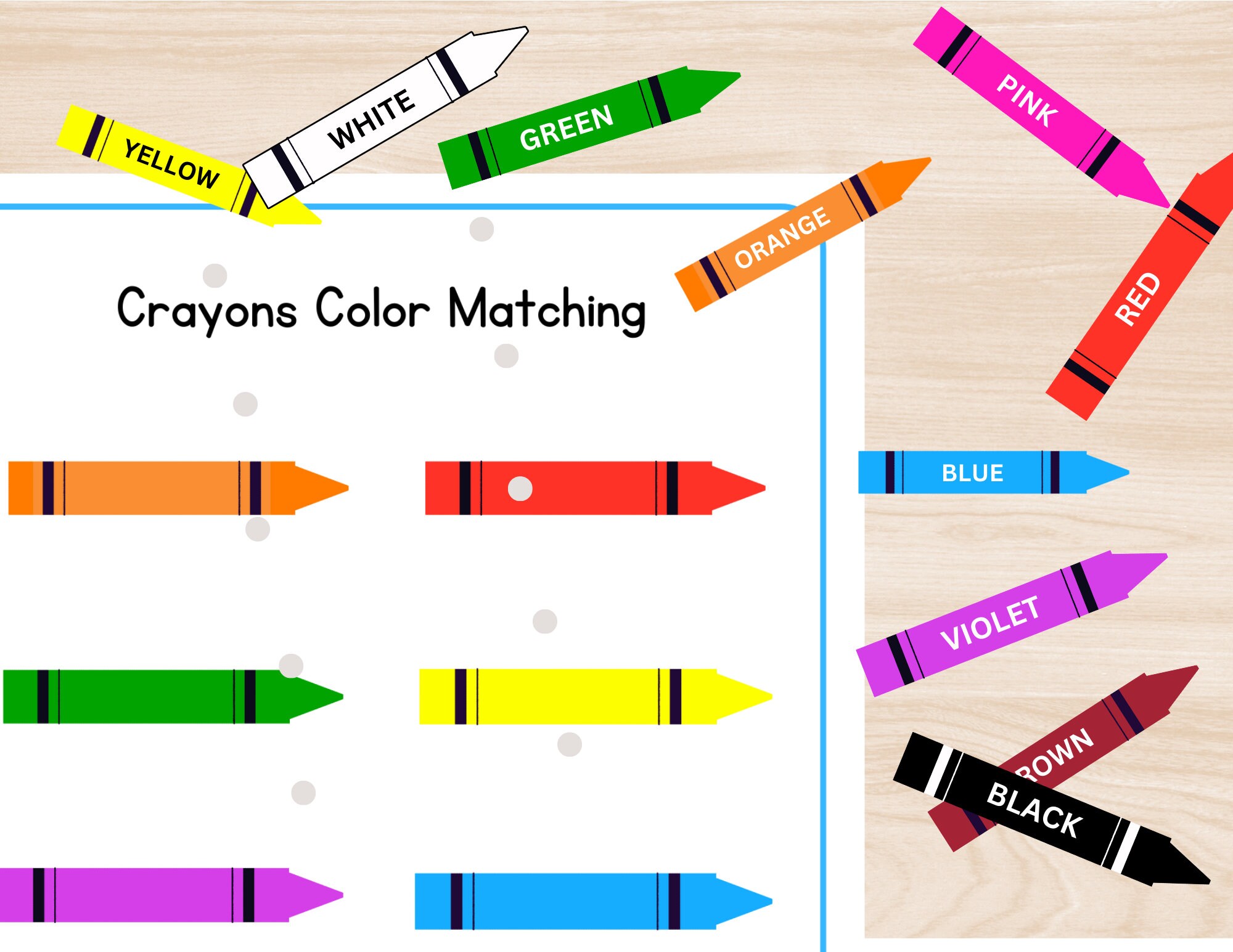 Color Matching Game, Busy Book Printable, Crayons Color Matching, Color ...