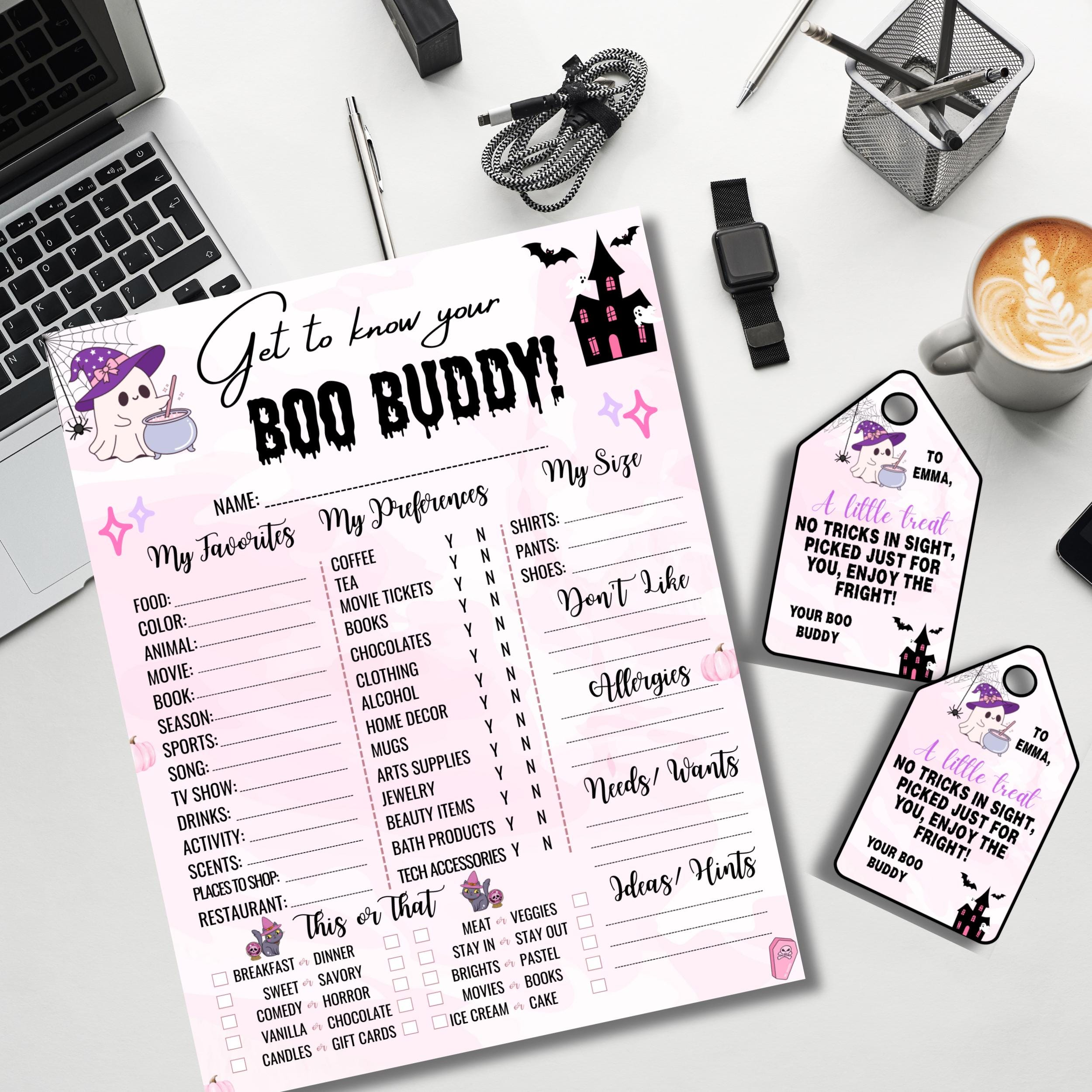 Halloween Questionnaire, Editable Boo Buddy Printable, Boo Basket Gift ...