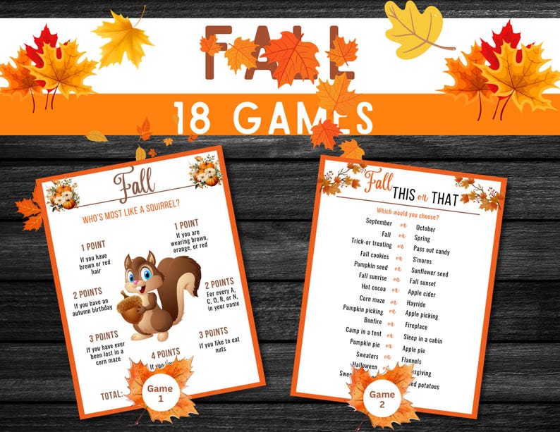 Fall Game Bundle, Fall Printable Games, Fall Family Games, Fall Trivia ...