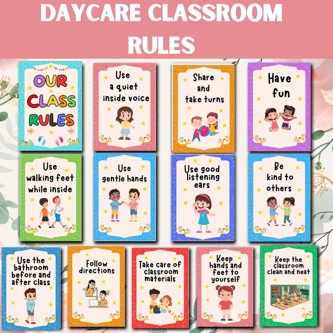 Classroom Rules Printable | Daycare Rules | Classroom Rules | Daycare Classroom Rules Posters ...