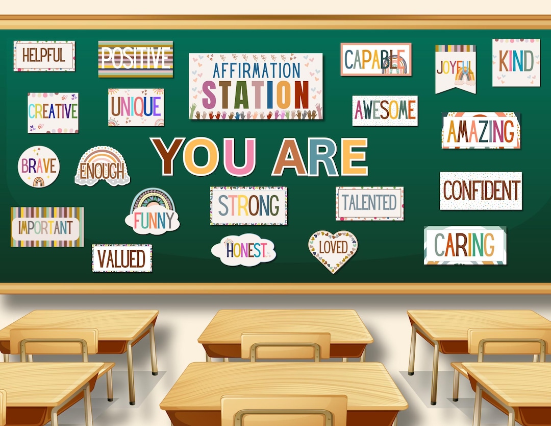 Boho Affirmation Station Boho, Bulletin Board Display, Neutral ...