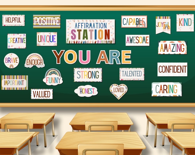 Boho Affirmation Station, Classroom Bulletin Board (PDF) - Etsy
