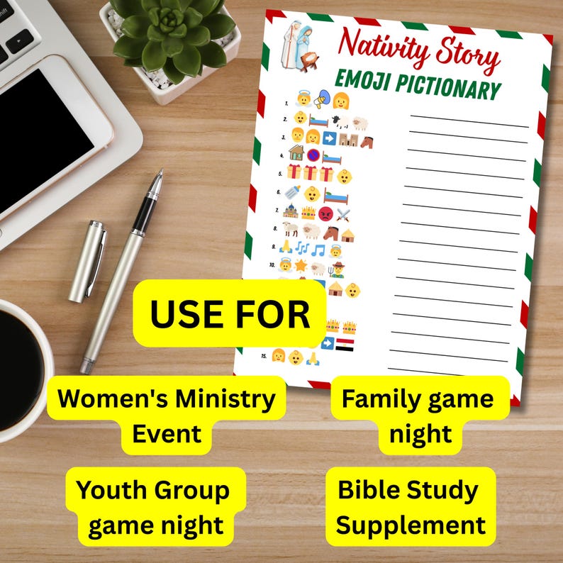 Nativity Emoji Pictionary Game, Christmas Bible Activity (printable) - Etsy