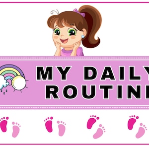 Girl Daily Routine Chart Printable, Morning, Afternoon, Evening Bedtime ...