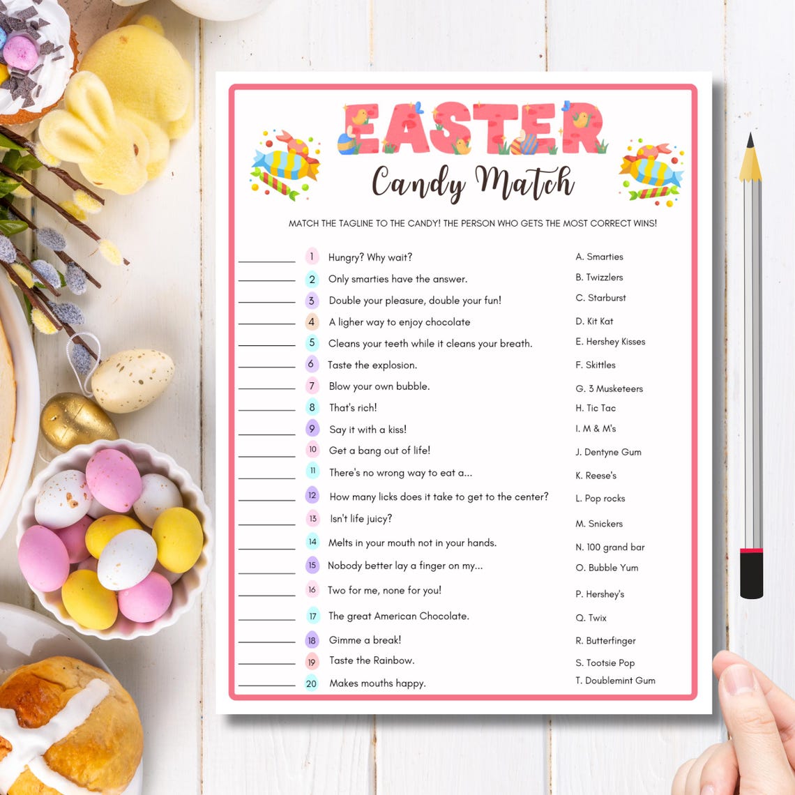 Easter Candy Match Game, Classroom Party Quiz (digital Download) - Etsy
