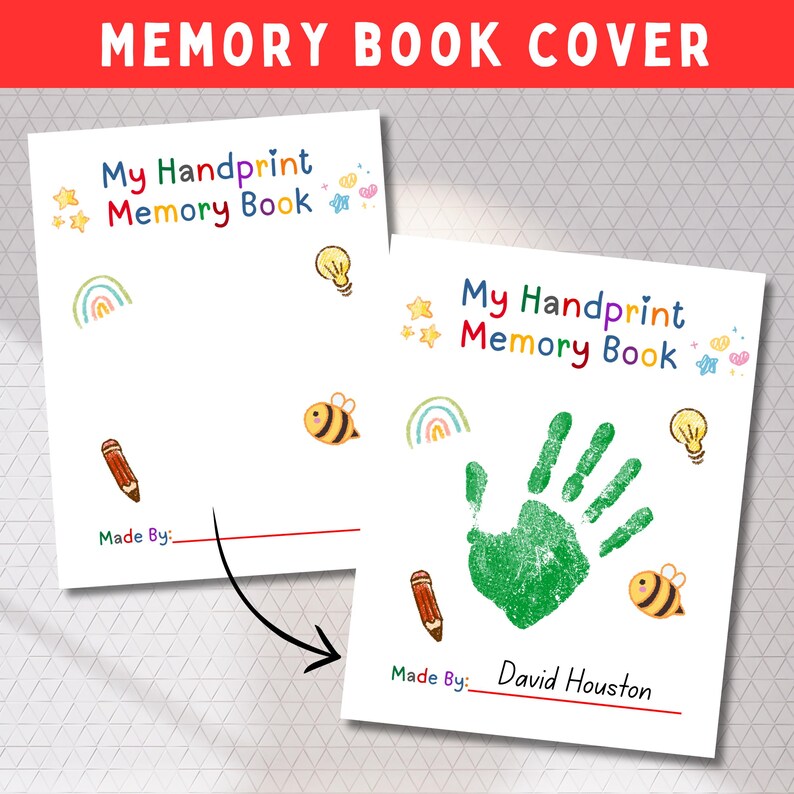 Handprint Art Memory Book, Kids Calendar, Preschool Activity (printable ...