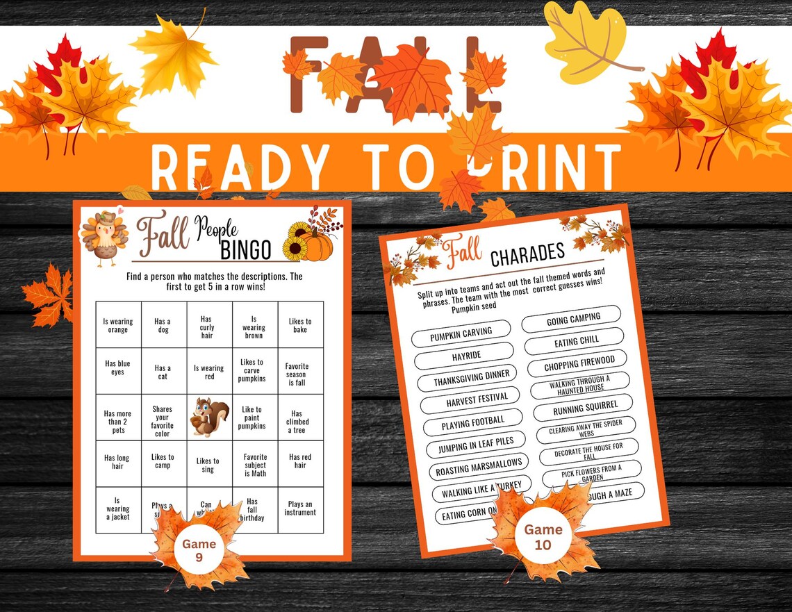 Fall Printable Game Bundle, Family Autumn Activities (PDF) - Etsy