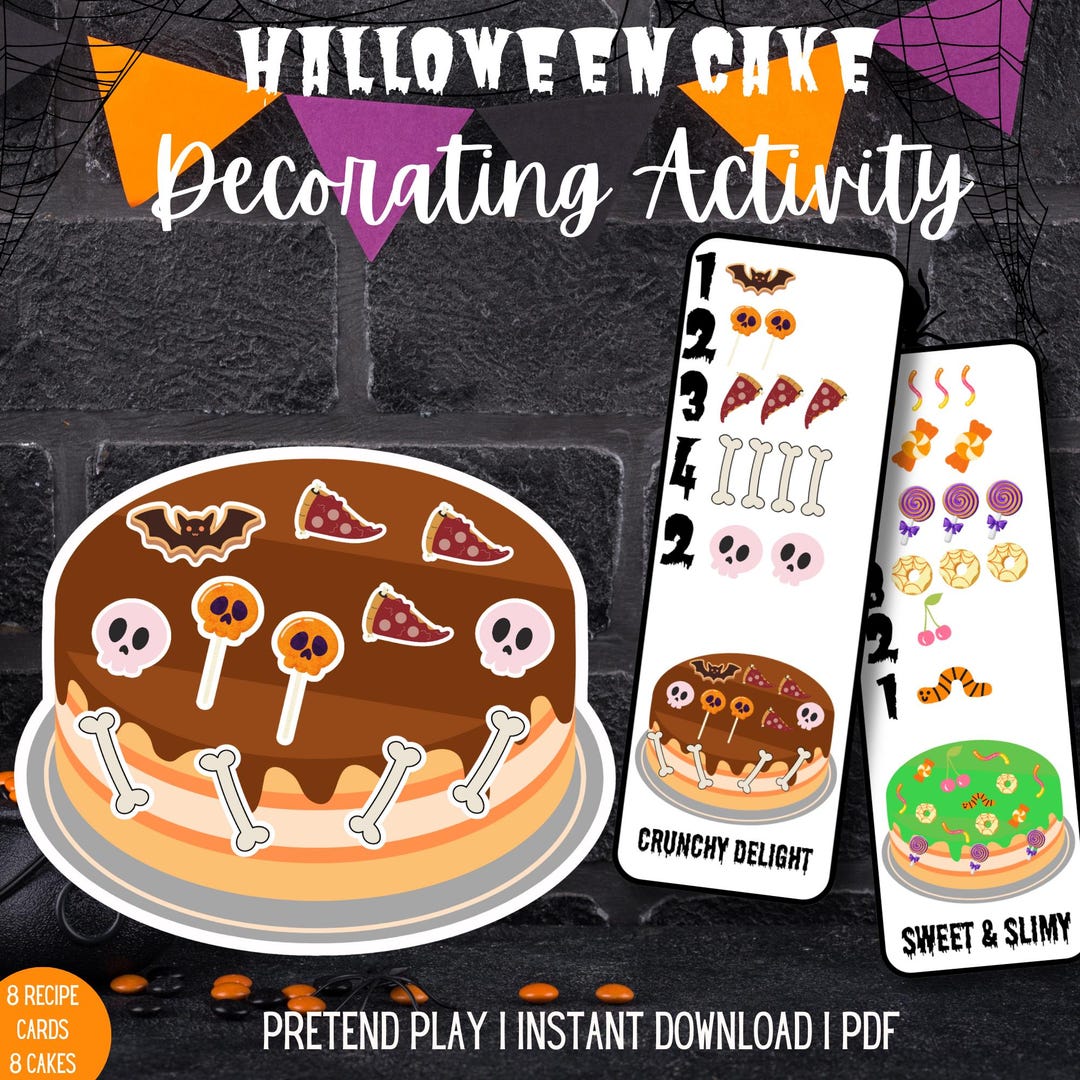 Halloween Cake Decorating Activity for Kids, Fun Printable Game for ...