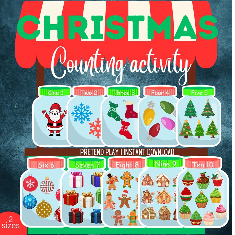 Christmas Counting Activity for Kids, Winter Activity Number Sorting ...