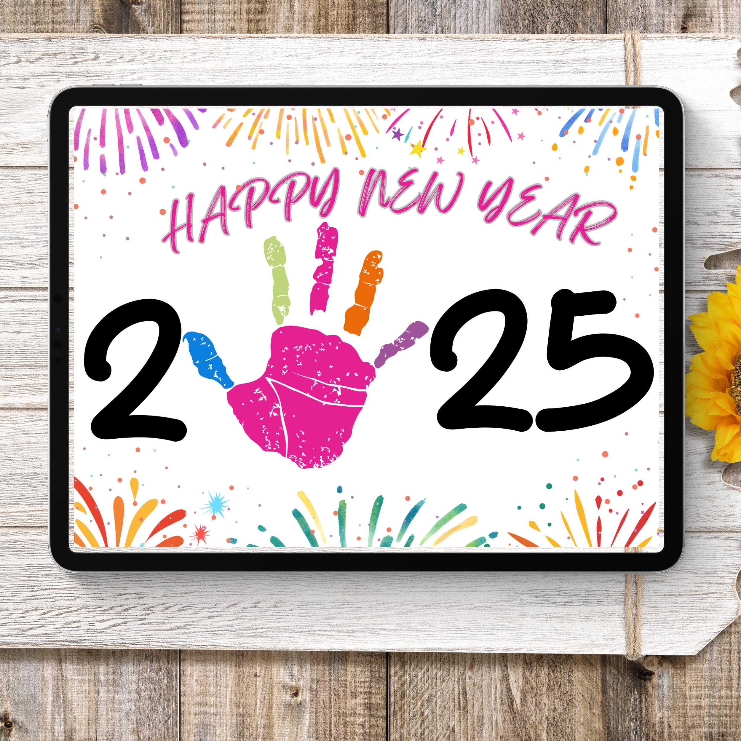 NEW YEAR Handprint Craft for Kids, Keepsake 2025, Happy New Year's Eve ...