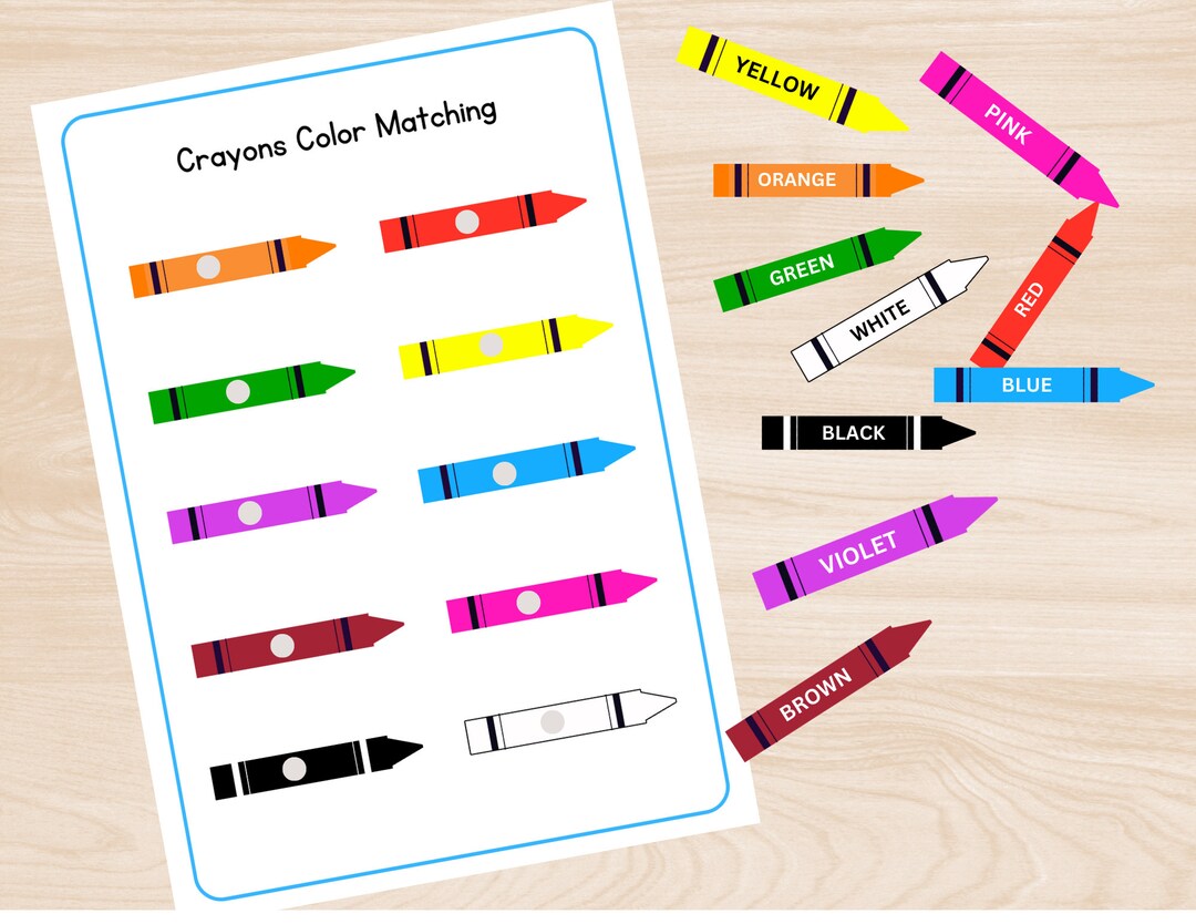 Color Matching Game, Busy Book Printable, Crayons Color Matching, Color ...