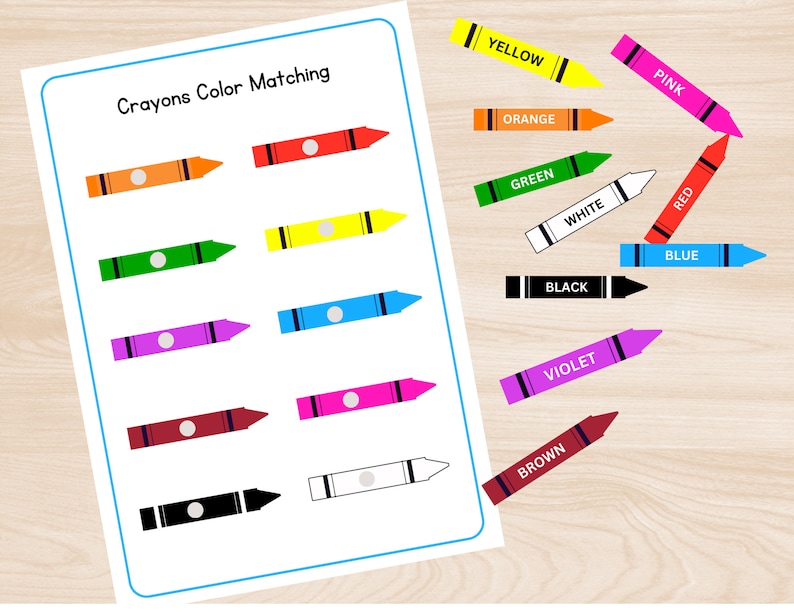 Color Matching Game, Busy Book Printable, Crayons Color Matching, Color ...