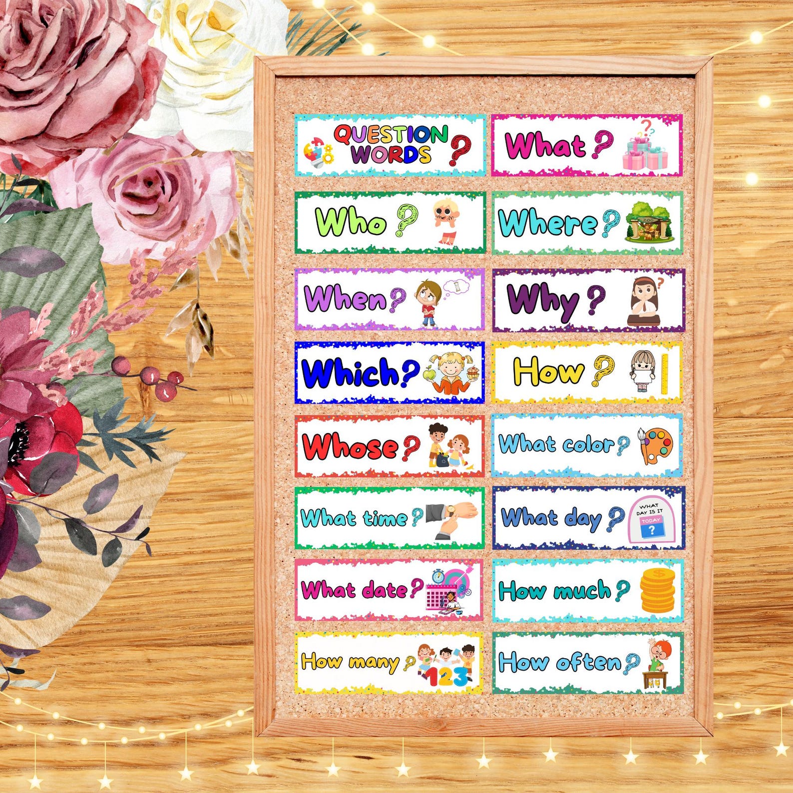 Question Word Classroom Poster Set | ESL Grammar (PDF, PNG) - Etsy