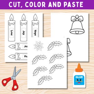 Advent Wreath Paper Craft, Advent Bible Craft, Christmas Coloring Craft ...