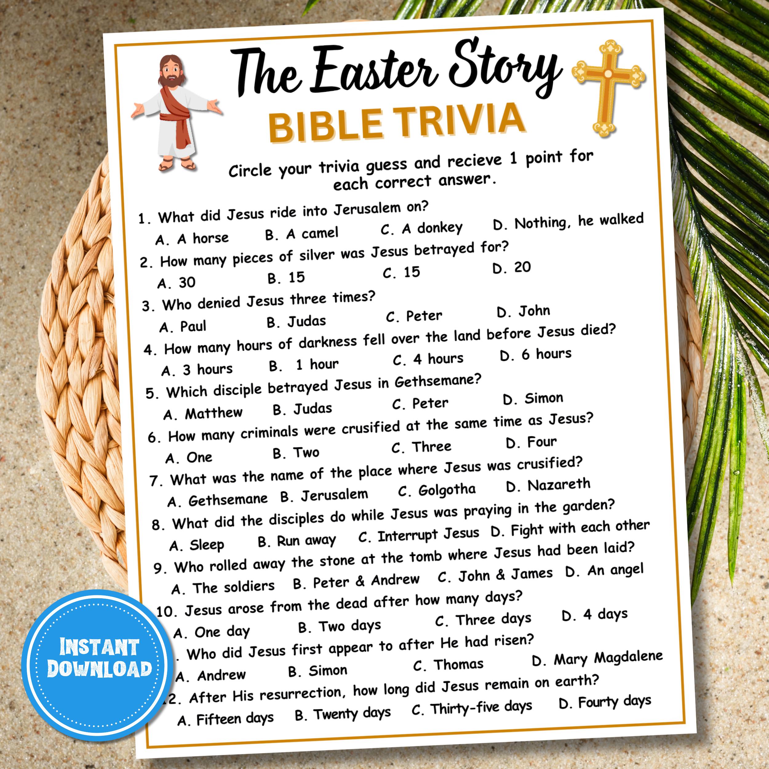 Printable Easter Bible Trivia Game, Church Activity (digital Download ...