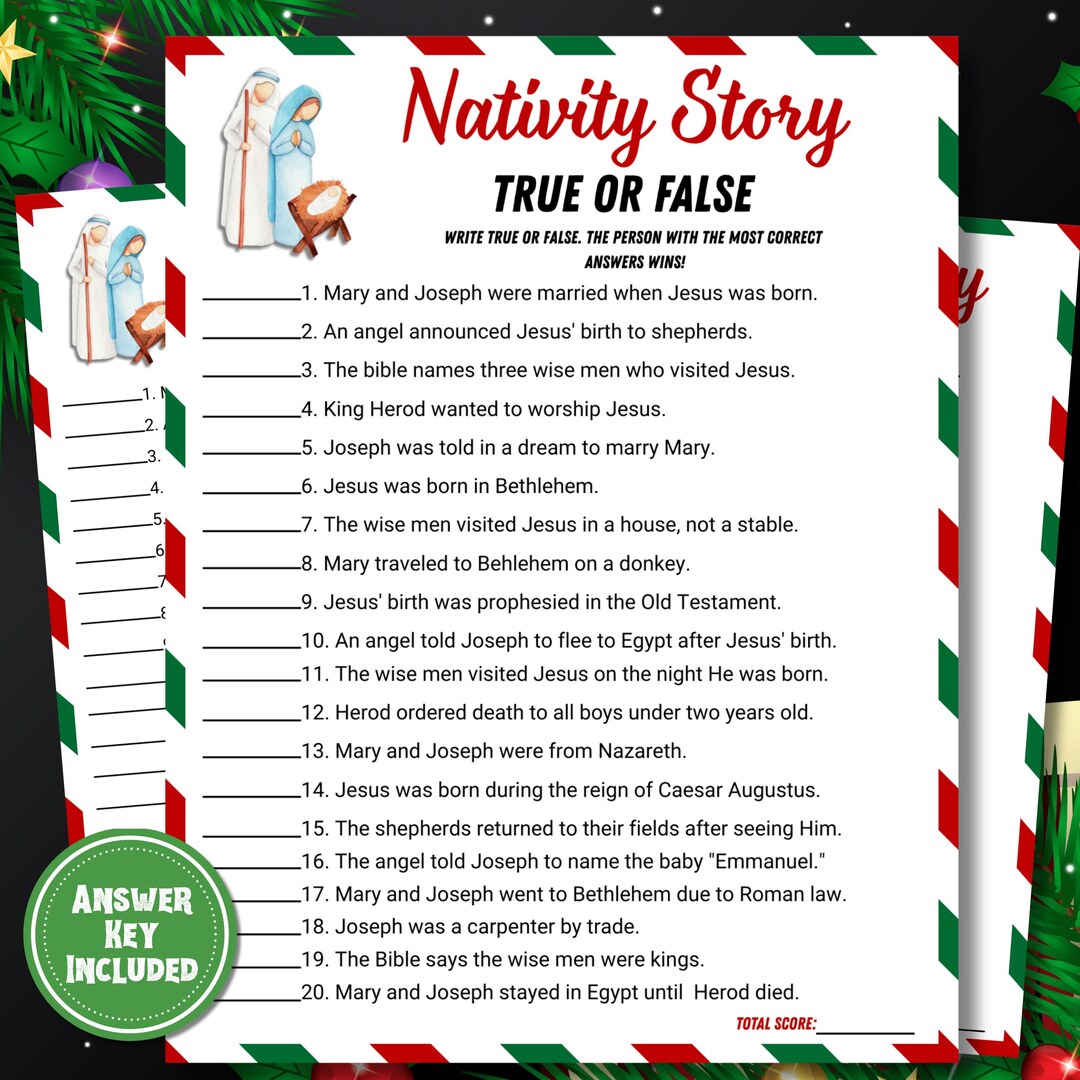 Nativity Story True or False Game | Printable Church Activity (PDF ...