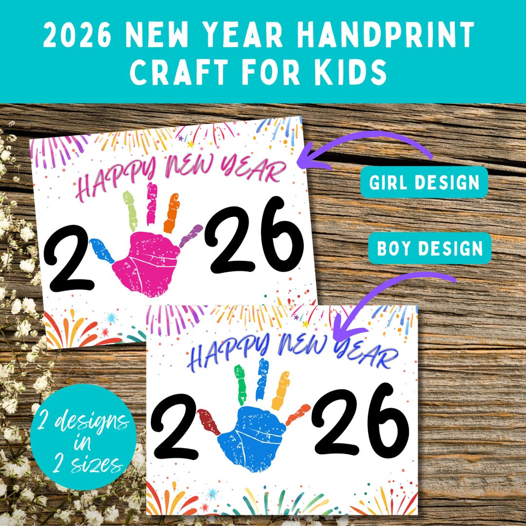 NEW YEAR Handprint Craft for Kids, Keepsake 2026, Happy New Year's Eve ...