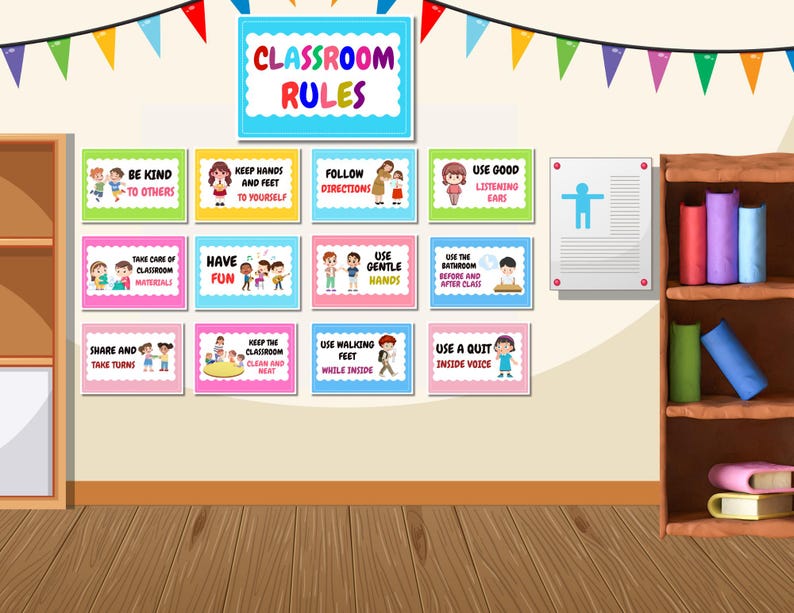 Classroom Rules Poster Set | Daycare Decor (PDF, PNG) - Etsy