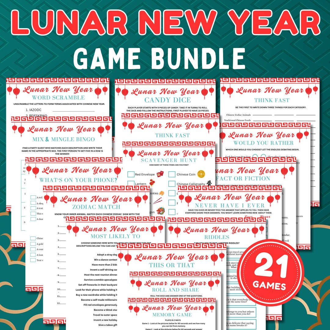 Lunar New Year Games Bundle, Chinese New Year Games for Families ...