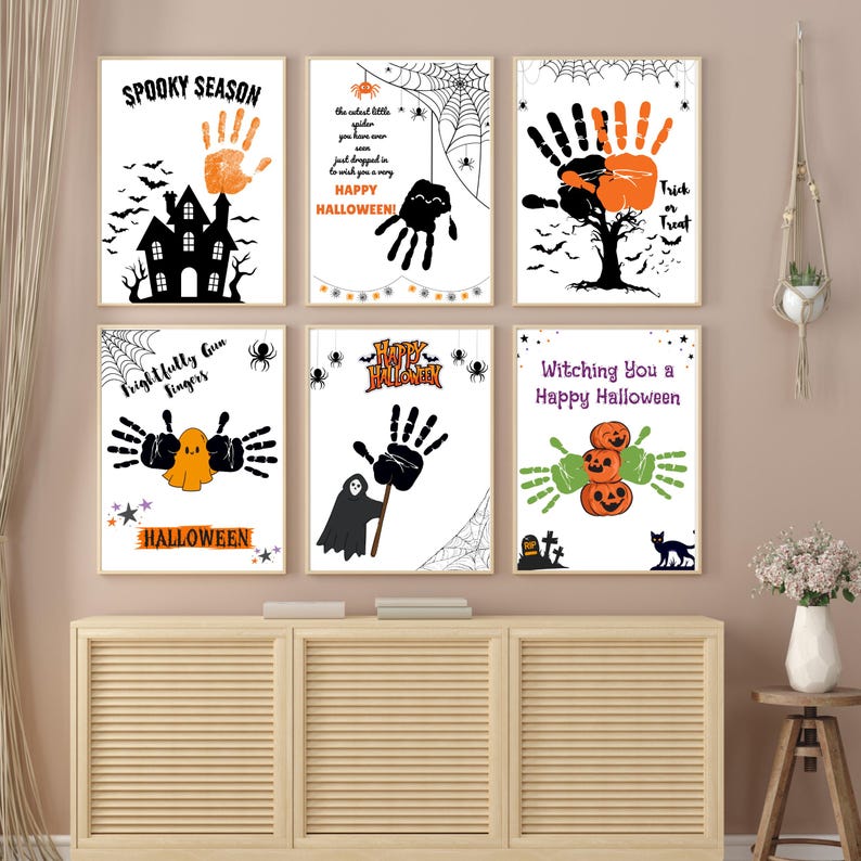 Halloween Handprint Art Bundle, Printable Handprint Crafts, Ghost ...
