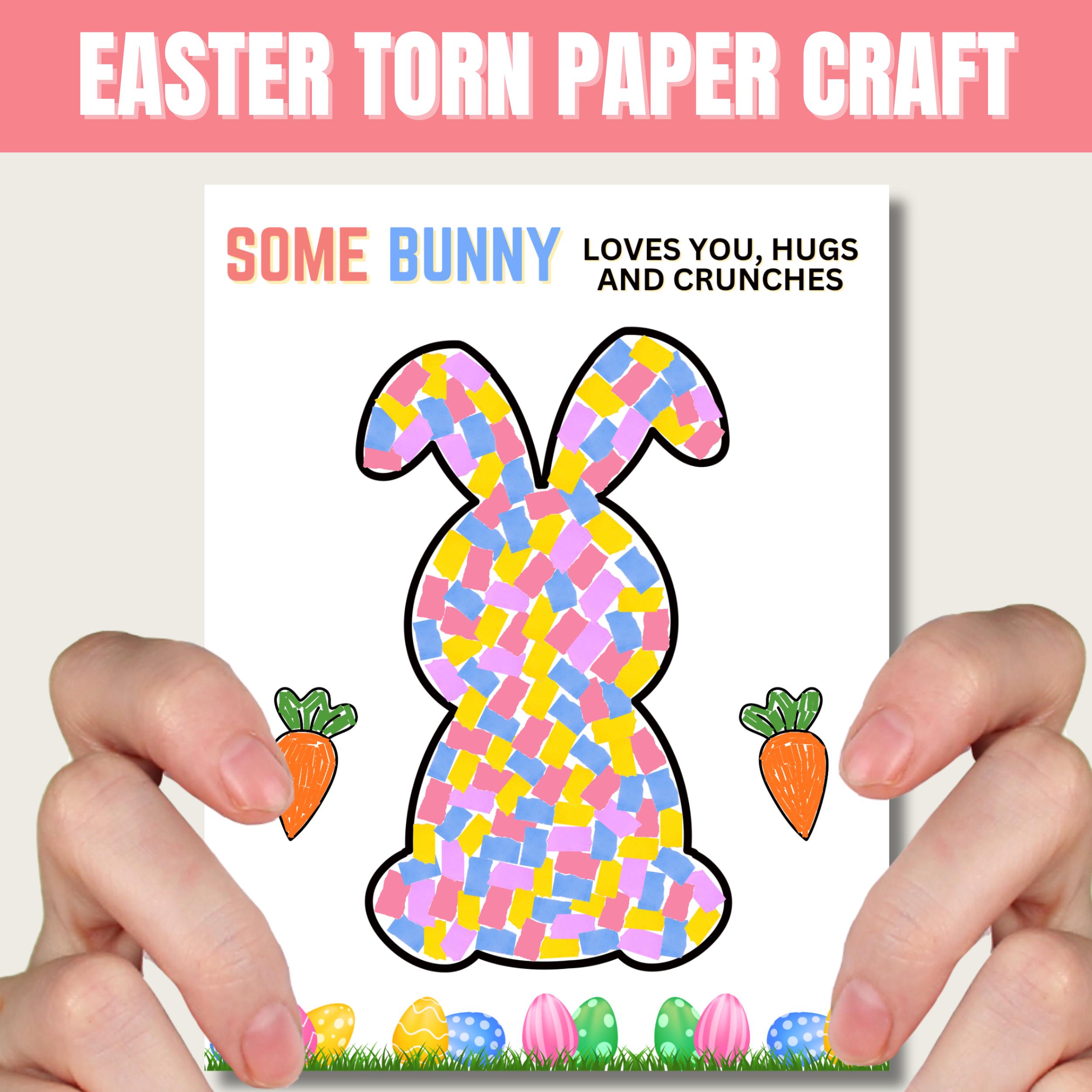 Easter Bunny Torn Paper Craft, Kids DIY Art Activity (printable PDF/PNG ...