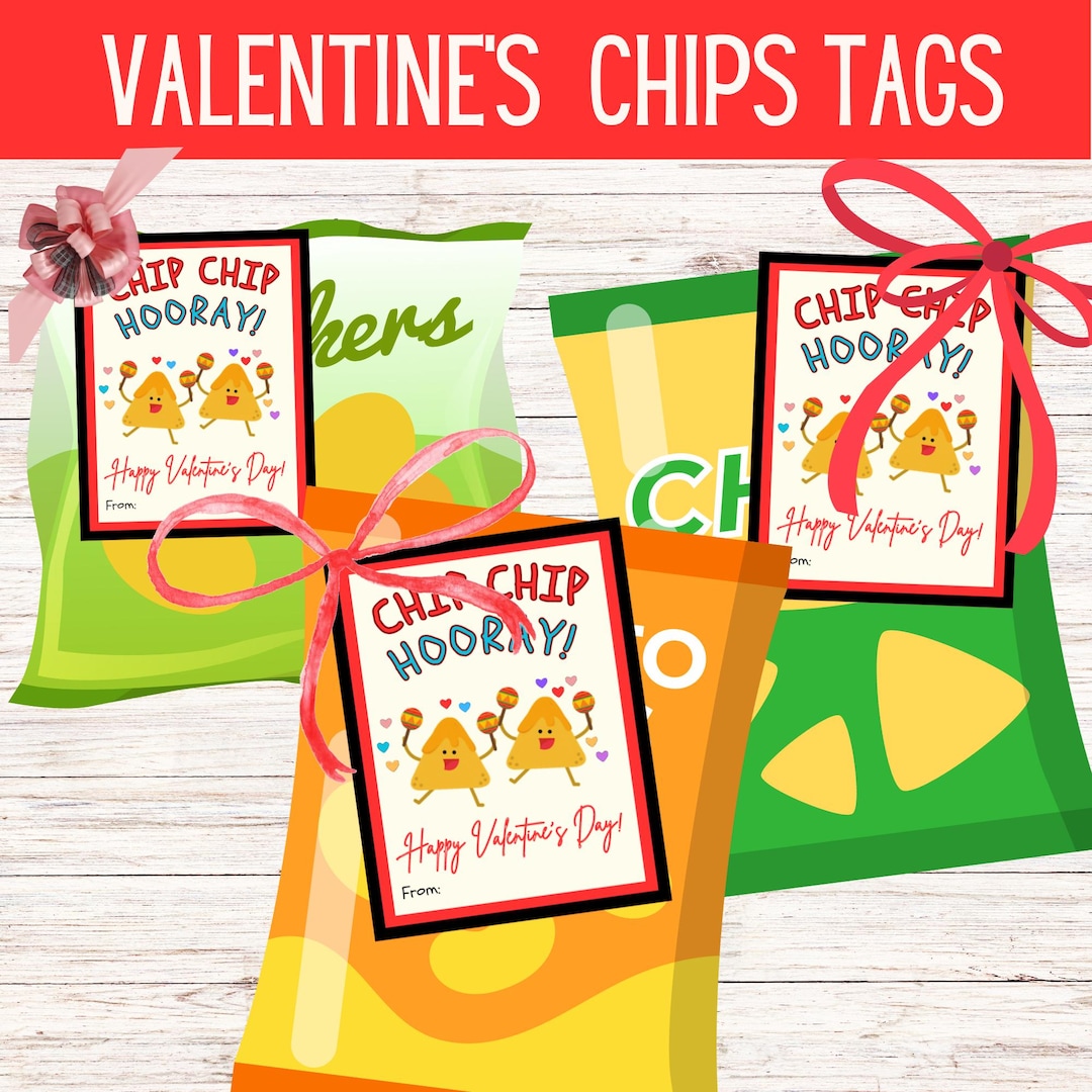 Valentine Chips Class Gift, Printable, Preschool Gift, Kindergarten ...