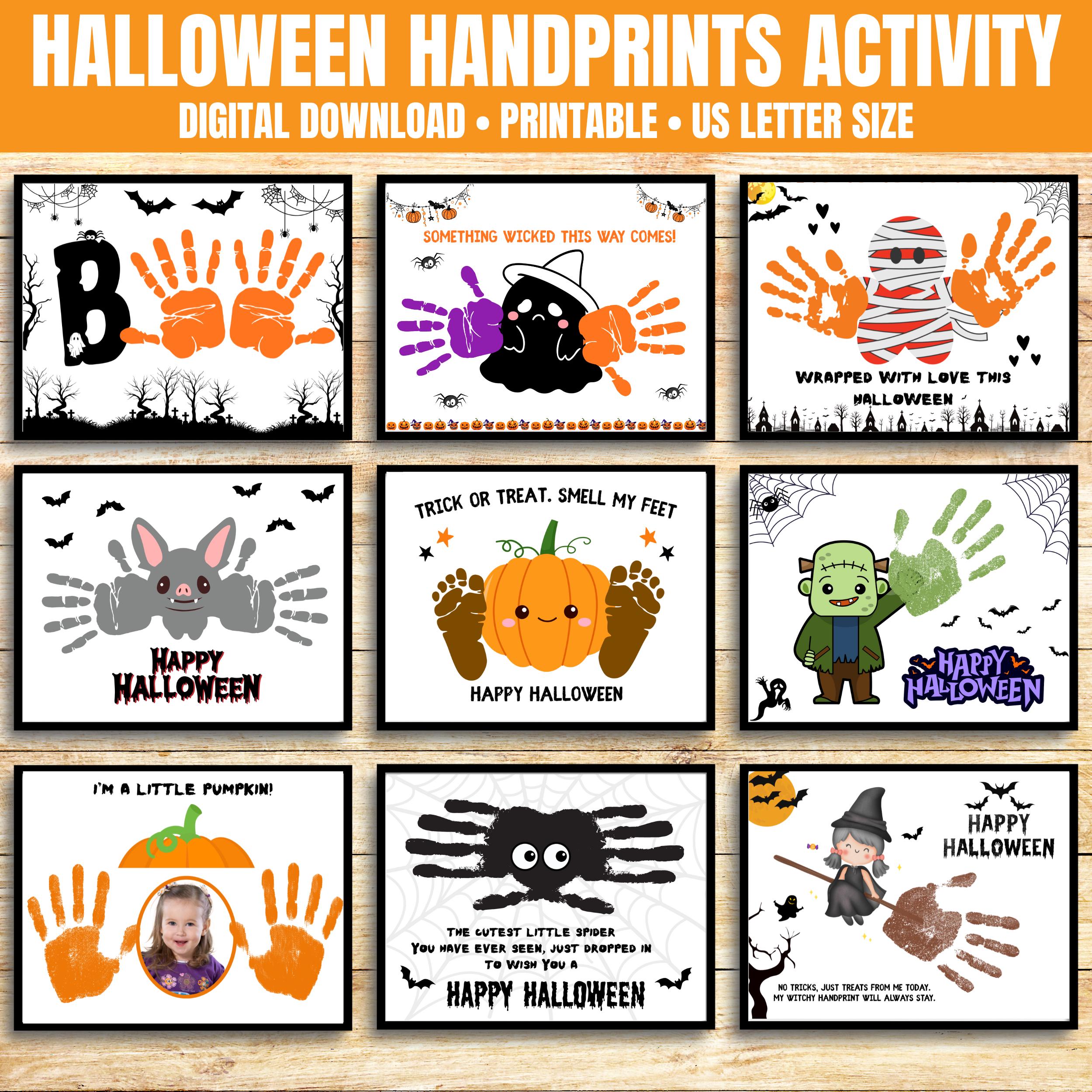 Halloween Handprint Art Bundle, Printable Handprint Crafts, Ghost ...